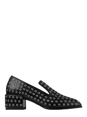 JIMMY CHOO Eliot Leather Heeled Loafers - Black/silver