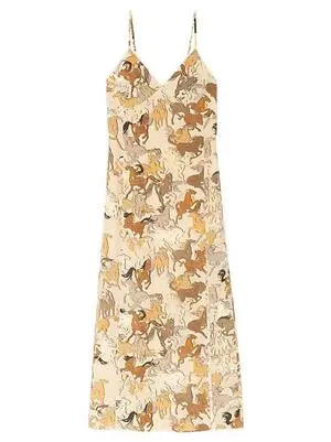 Zadig&Voltaire Horse-patterned Silk Midi Dress - Ecru