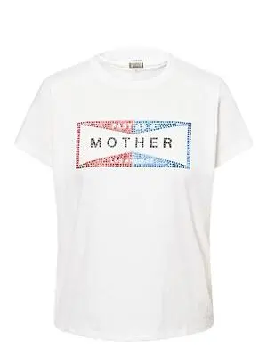MOTHER Boxy Embellished Cotton T-shirt - Fluff Fast As Mother