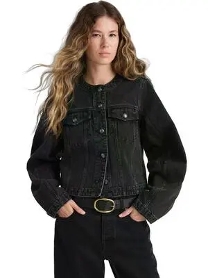 Madewell Denim Cocoon-sleeve Cropped Jacket - Washed Black