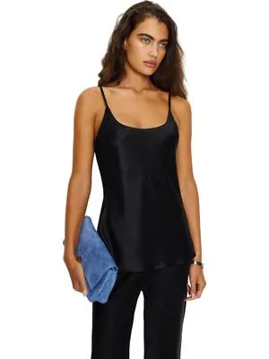 REFORMATION Lila Silk Top - Black
