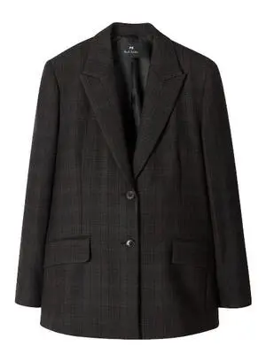 Paul Smith Flecked Check Notched Lapel Blazer - Black