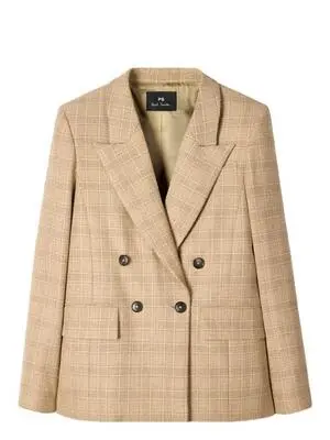 Paul Smith Stone Check Double-breasted Blazer - Brown