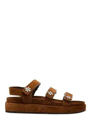 Tory Burch Kira Suede Sport Triple-strap Sandals - Dark Cocoa Silver