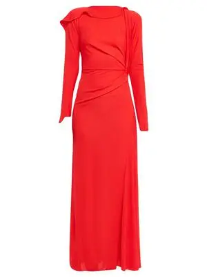 Victoria Beckham Draped Long-sleeve Gown - Cayenne
