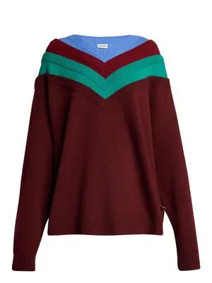 Loewe X Albers Layered V-neck Wool Sweater - Green/red/