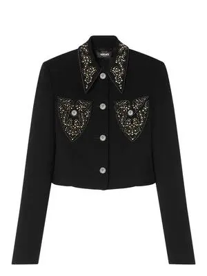 Versace Studded Wool Crop Jacket - Black