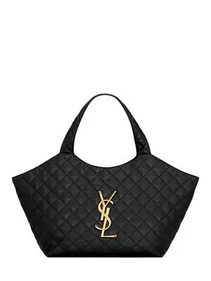 Saint Laurent Icare Medium Quilted Tote - Black
