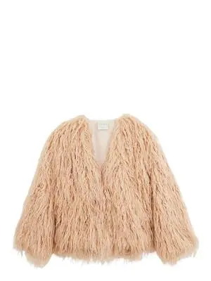 FORTE_FORTE Fur Coat Blush Pink