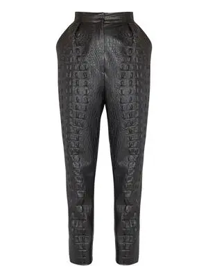 Balmain Croc-embossed Straight-leg Trousers - Black