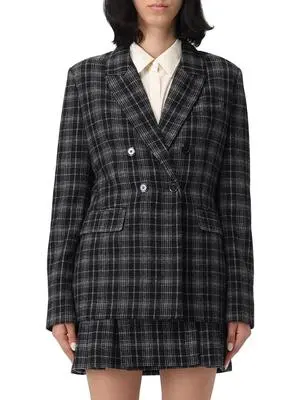 Pinko Plaid Double-breasted Jacket - Black