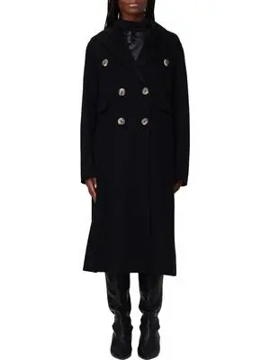 HANITA Long Double-Breasted Coat Black