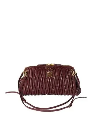 Miu Miu Caprice Matelassé Nappa Leather Clutch - Burgundy