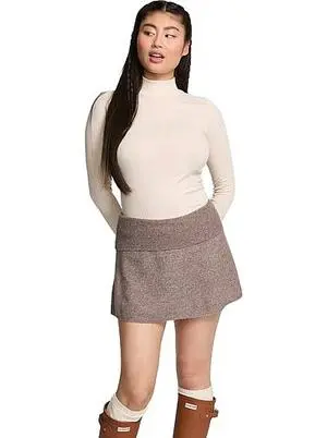 Pink Foldover Sweater Skort - Brown