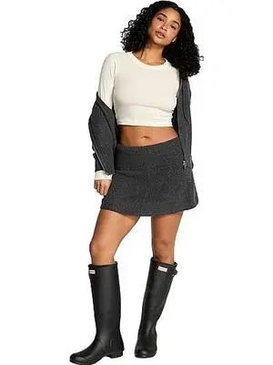 Pink Foldover Sweater Skort - Grey