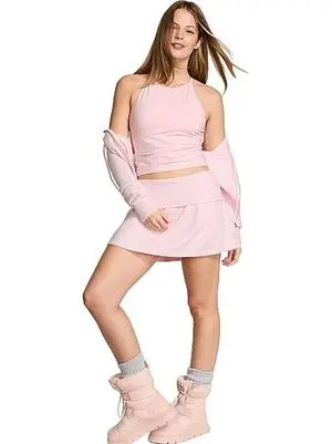Pink Foldover Sweater Skort - Pink