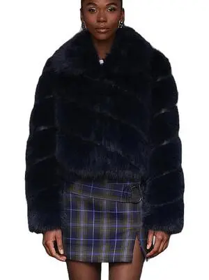 Victoria's Secret Avec Les Filles Luxe Faux-fur Paneled Coat - Blue
