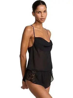 Victoria's Secret Dream Angels Chiffon & Lace Cami Set Black