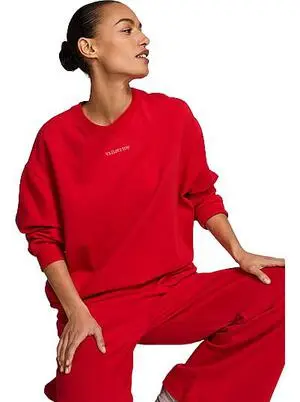 Victoria's Secret Angel Essentials Iconic Fleece Crewneck Sweatshirt - Red