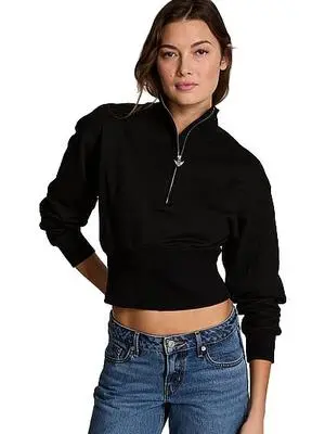 Victoria's Secret Angel Essentials Terry Half-zip Sweatshirt - Black