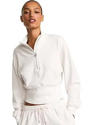 Victoria's Secret Angel Essentials Terry Half-zip Sweatshirt - White,ivory