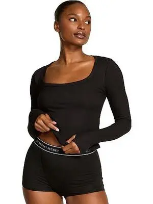 Victoria's Secret Vs Iconic Rib Long-sleeve Tee - Black
