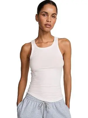 Victoria's Secret Vs Iconic Rib Racerback Tank Top - White,ivory