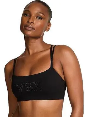 Victoria's Secret Vsx Elevate™ Diamanté Flex Square-neck Sports Bra - Black