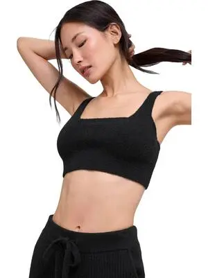 Alo Yoga Snuggle Up Sweater Bra Top Black