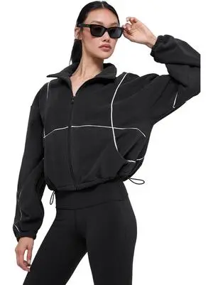 Alo Yoga Polar Fleece Game Time Full Zip Jacket Black/white