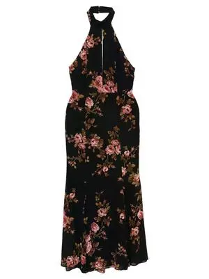 REFORMATION Noele Floral Print Dress - Black
