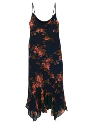 REFORMATION Lluvia Floral Print Dress - Blue