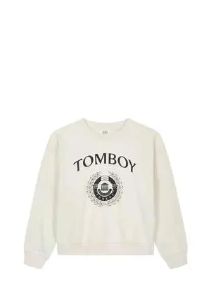STUDIO TOMBOY Graphic Print Cotton Sweatshirt - Neutrals