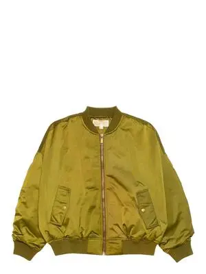 Michael Kors Satin Ciré Bomber Jacket - Green