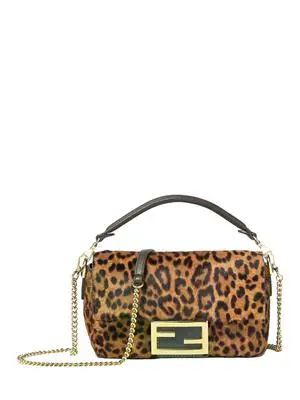 FENDI Mini Baguette Leopard-Print Tote Bag