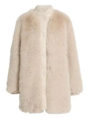 Perfect Moment Shell-trimmed Plush Coat - Ecru