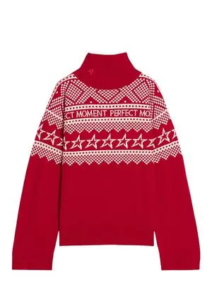 Perfect Moment Intarsia Merino Wool Turtleneck Sweater - Red