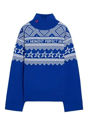 Perfect Moment Intarsia Merino Wool Turtleneck Sweater - Royal Blue
