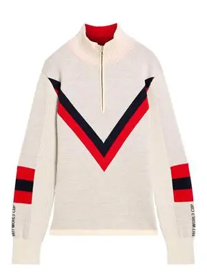 WE NORWEGIANS Hafjell Striped Merino Wool Half-zip Sweater - Ecru