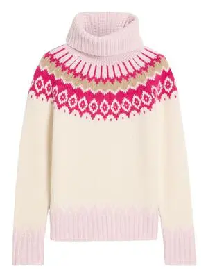 Bogner Ingrid Fair Isle Cashmere Turtleneck Sweater Baby Pink