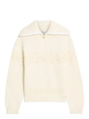 Bogner Elana Jacquard-knit Wool-blend Half-zip Sweater - Ivory