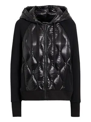 HOLDEN Fleece-paneled Quilted Shell Down Hoodie - Black