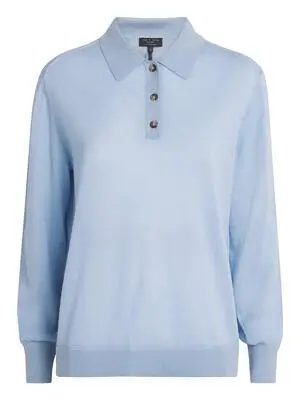 Rag & Bone Cashmere Adeline Polo Sweater - Blue