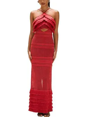 PatBO Halter Neck Maxi Dress - Dark Red