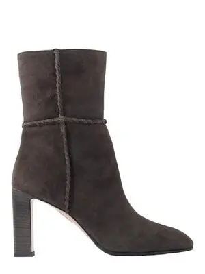 AQUAZZURA Indy 85 Whipstitched Suede Ankle Boots - Gray