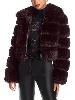 Generation Love Madison Faux Fur Jacket - Eggplant