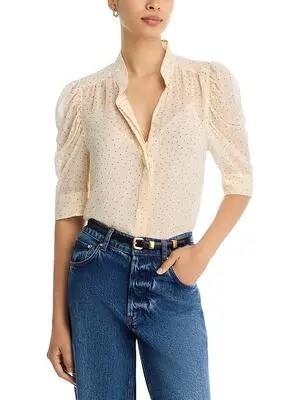 FRAME The Gillian Silk Blouse - Ecru Multi