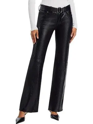 FRAME The Leather Rodeo Mid-rise Jeans - Black Snake