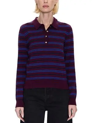PISTOLA Greta Polo Sweater - Claret Azure Stripe