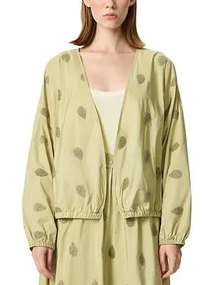 NOCTURNE Lightweight V-neck Printed Kimono - Olive Green